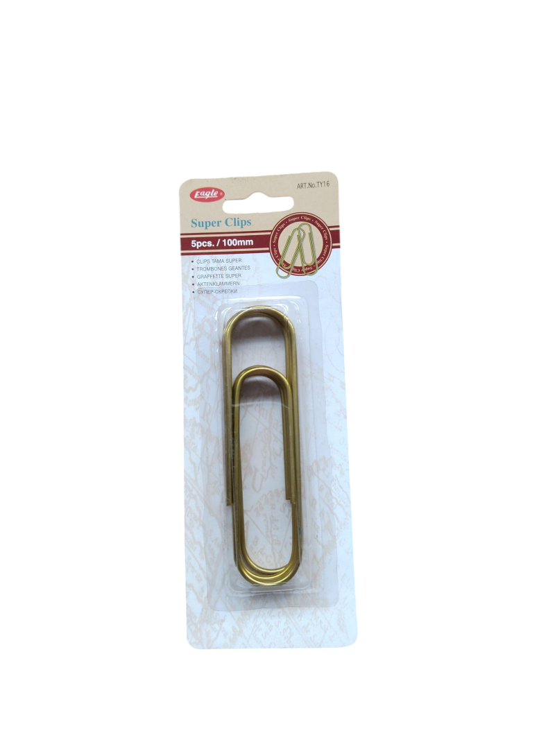TY 16 – 100 mm Giant XL Paper Clips Gold | Shalmay Stationers